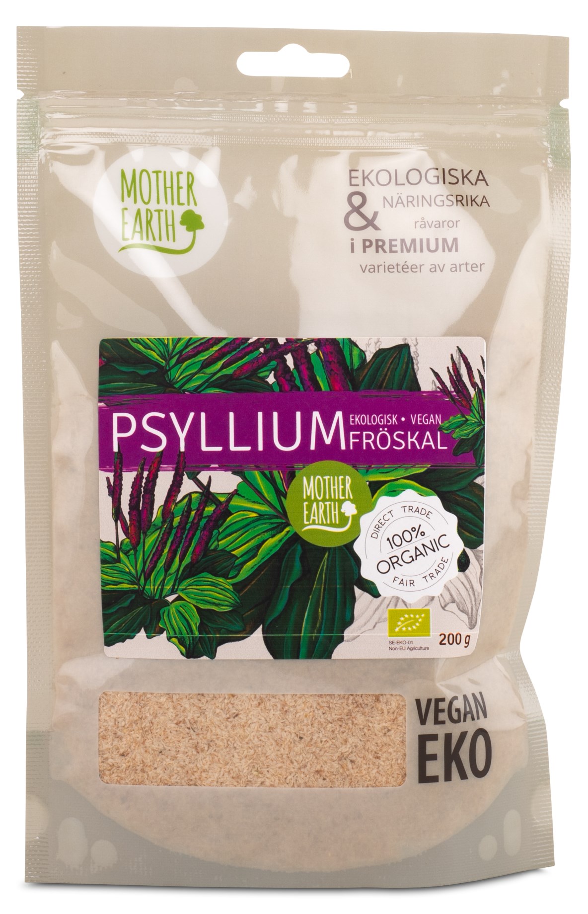 Mother Earth Psylliumfröskal EKO | Fiberrikt | Svenskt Kosttillskott